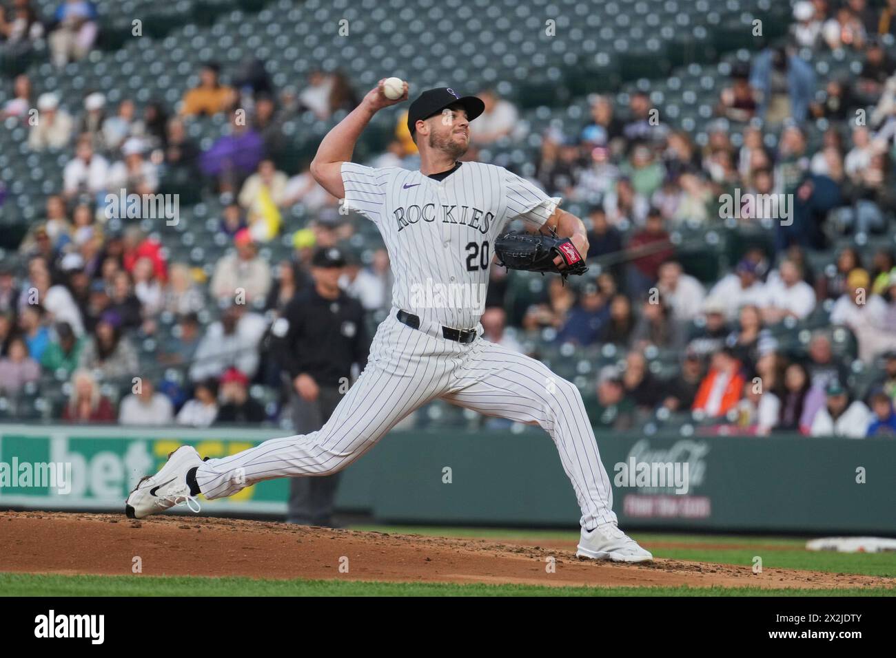 Denver CO, USA. 21st Apr, 2024. Colorado pitcher Peter Lambert (20 ...