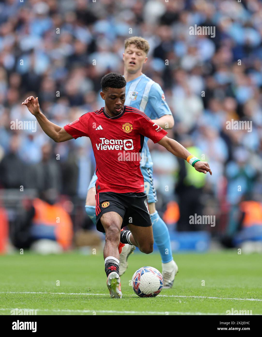 London, UK. 21st Apr, 2024. Amad Diallo of Manchester Utd in action ...