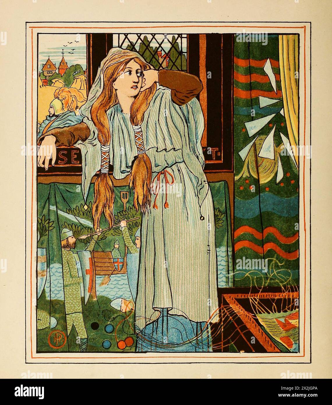 Book Plate from The lady of Shalott, by Alfred Tennyson, illustration ...