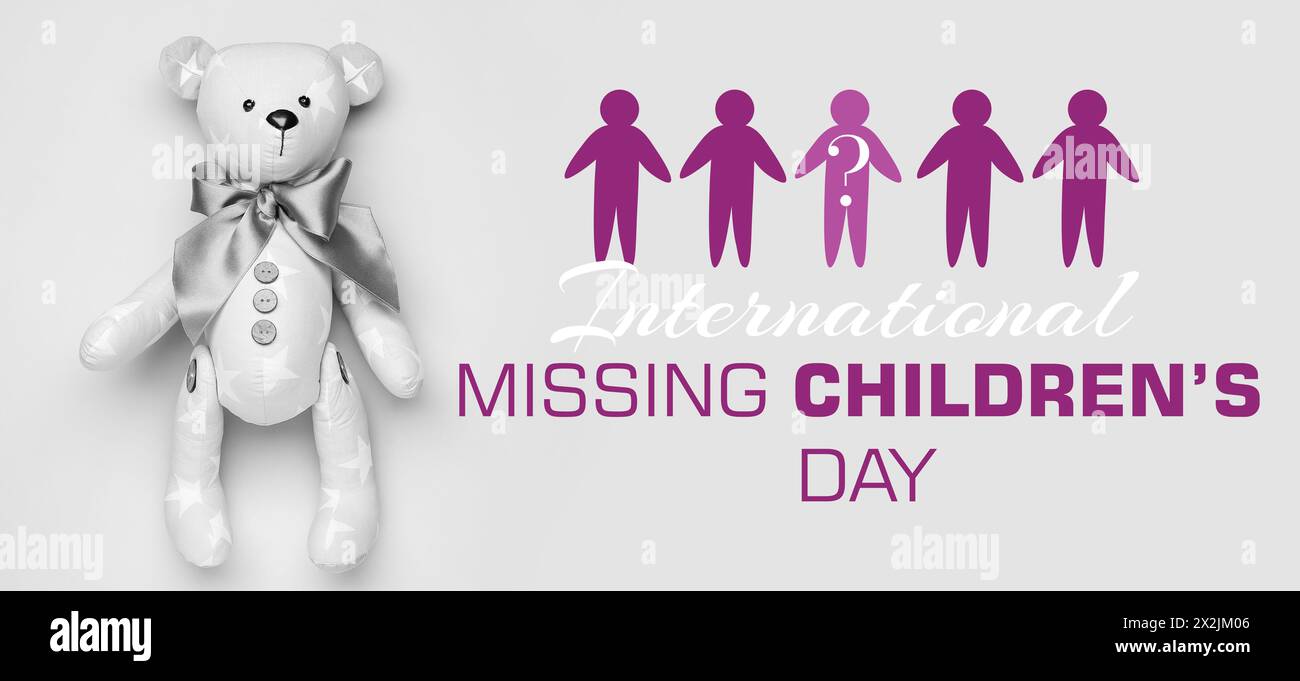 Awareness banner for International Missing Children's Day with teddy ...