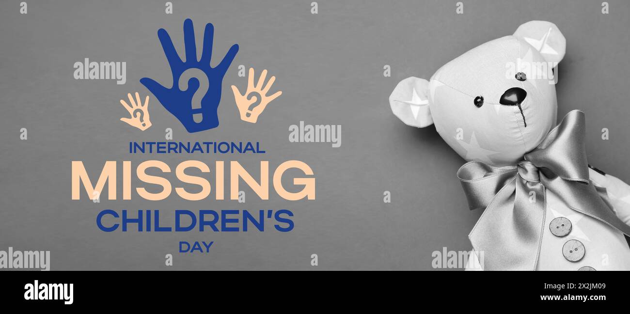 Awareness banner for International Missing Children's Day with teddy ...