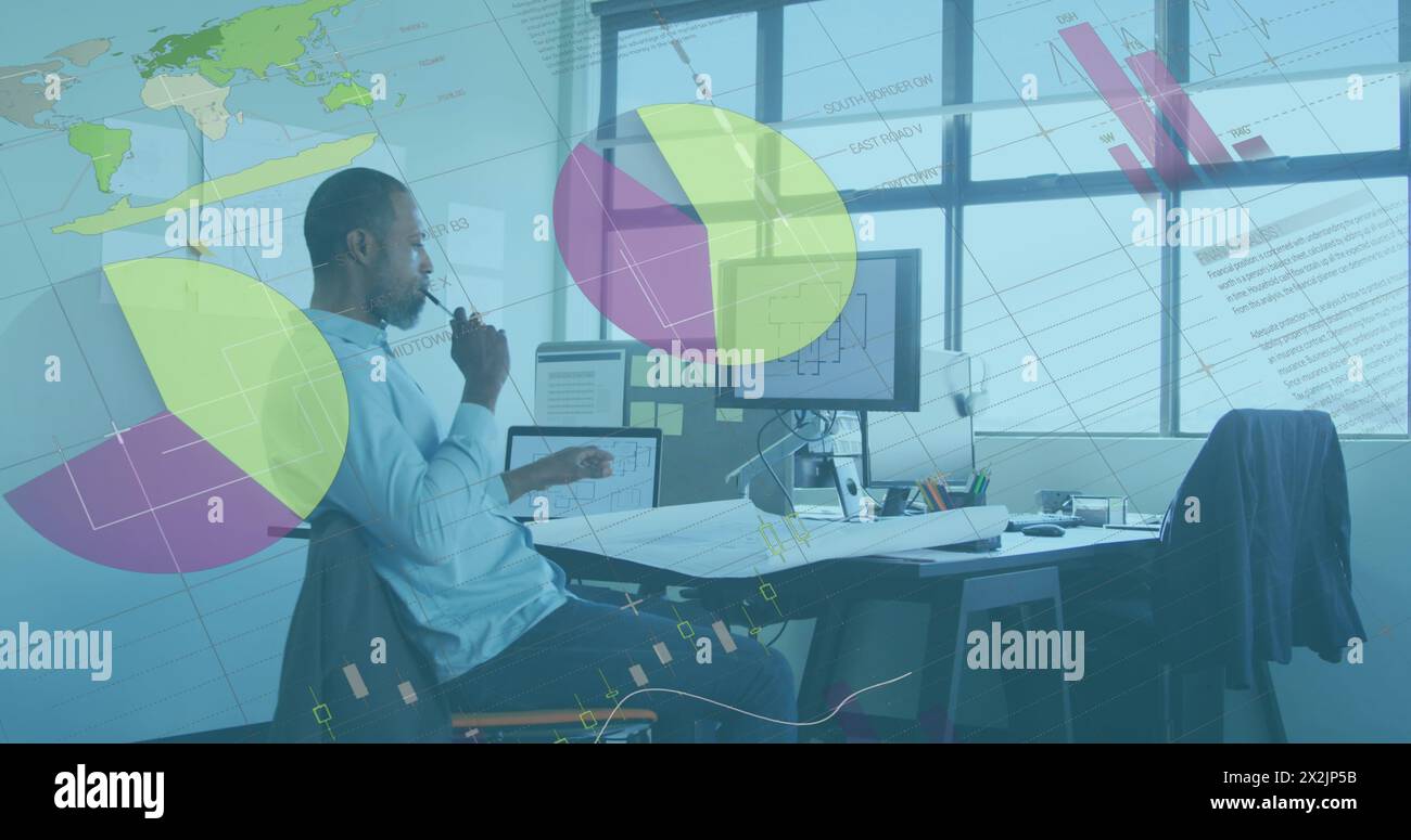 Image of statistics and data processing over african american ...
