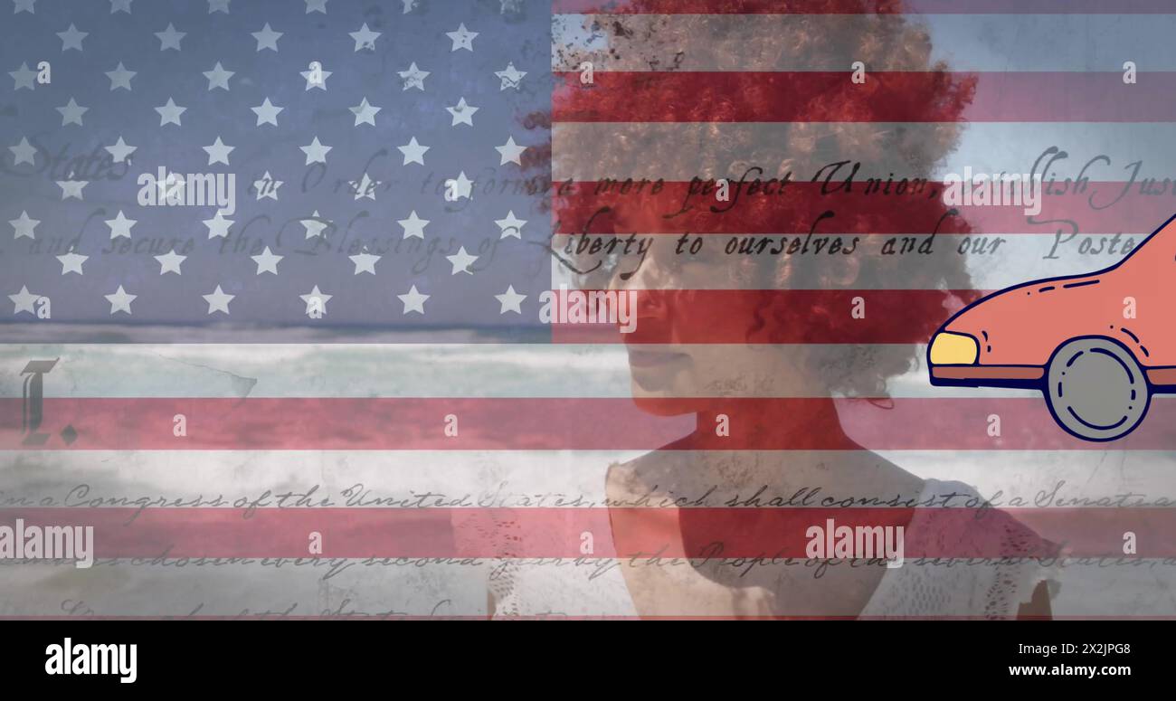 African american woman american flag hi-res stock photography and ...