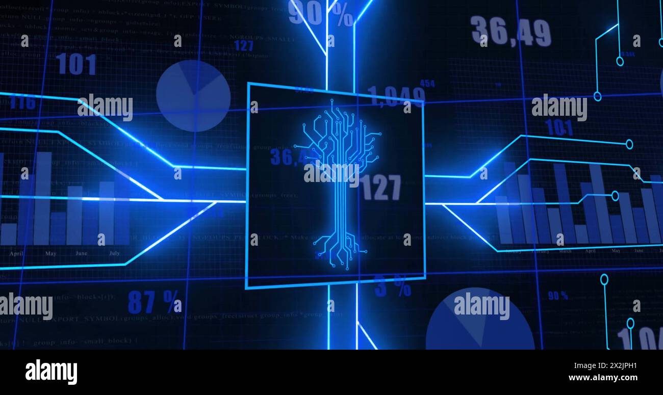 Image Of Data Processing And Computer Circuit Board Over Dark