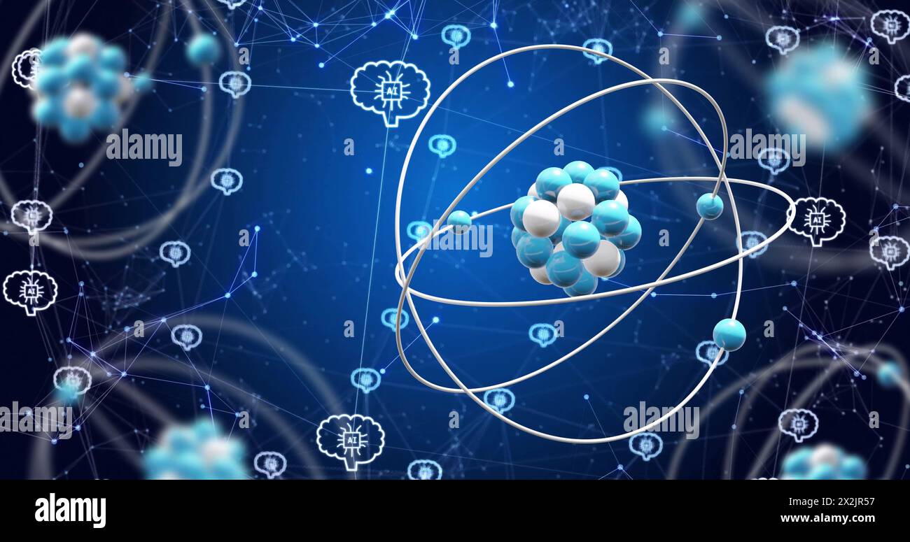 Image of globe with networks of connections, scientific data processing ...