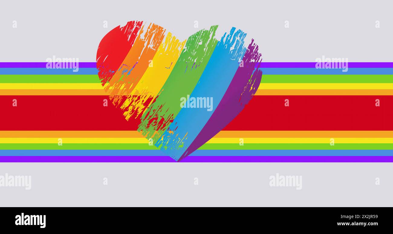 Image of rainbow heart over rainbow background Stock Photo - Alamy