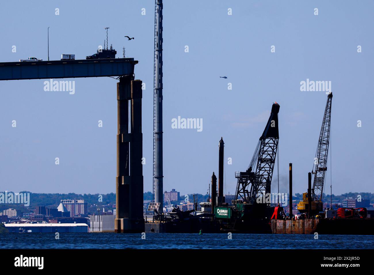 Baltimore, United States. 22nd Apr, 2024. Salvage work continues on the ...