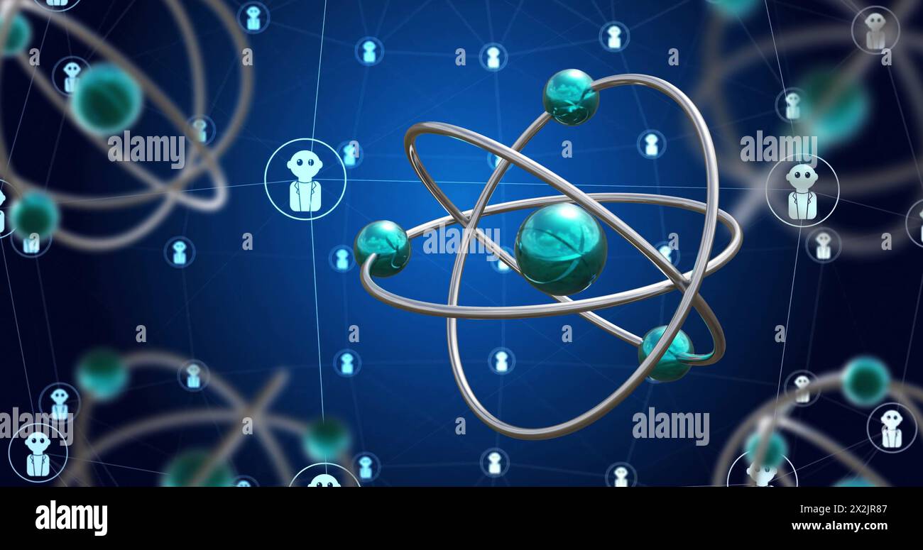 Image of networks of connections, scientific data processing and ai ...