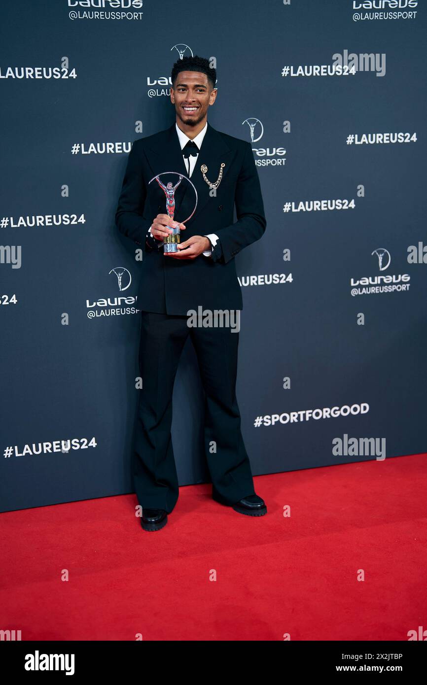 Madrid. Spain. 20240423, Jude Bellingham poses as winner of Laureus World Sports Awards Madrid ...