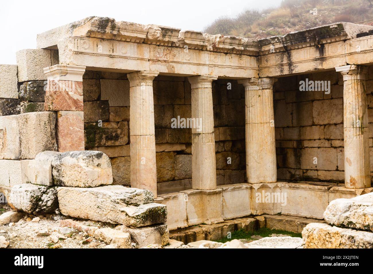 Doric fountain house at archaeological site of Sagalassos, Turkey Stock ...