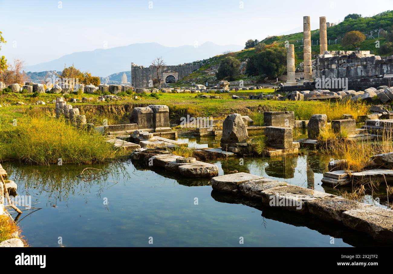 View of Temple in antique city of Letoon. Turkey Stock Photo - Alamy