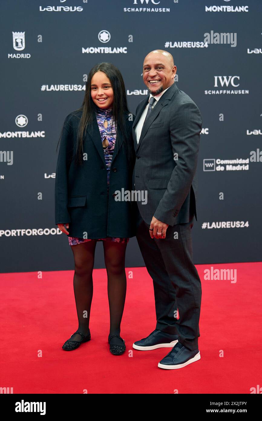 Madrid, Madrid, Spain. 22nd Apr, 2024. Roberto Carlos, Rebeca da Silva Rocha attends Laureus ...