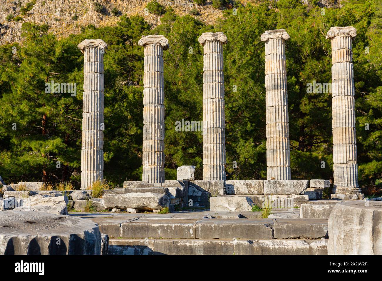 Ruins of Temple of Athena in ancient Greek city of Priene, Turkey Stock Photo - Alamy