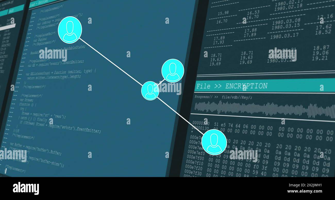 Image of data processing over screens and connections Stock Photo - Alamy