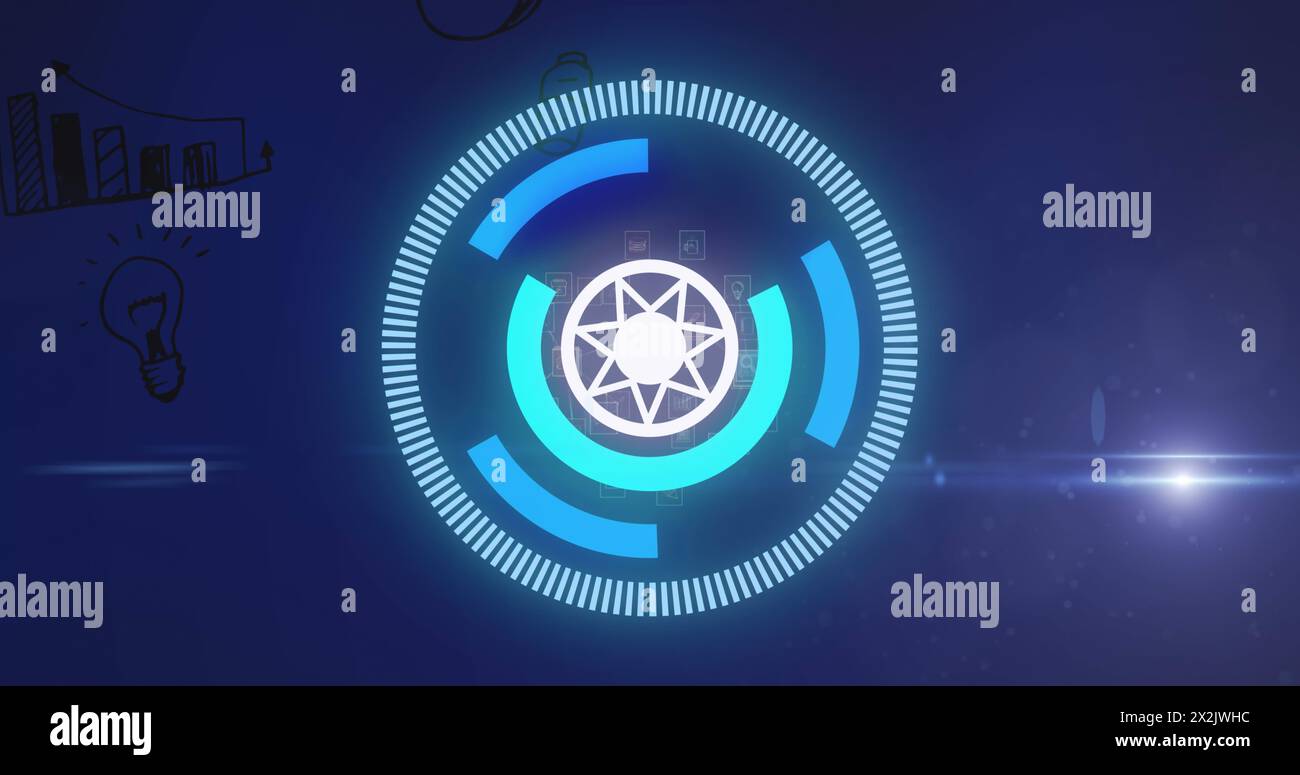 Image of processing circle on dark blue background Stock Photo - Alamy