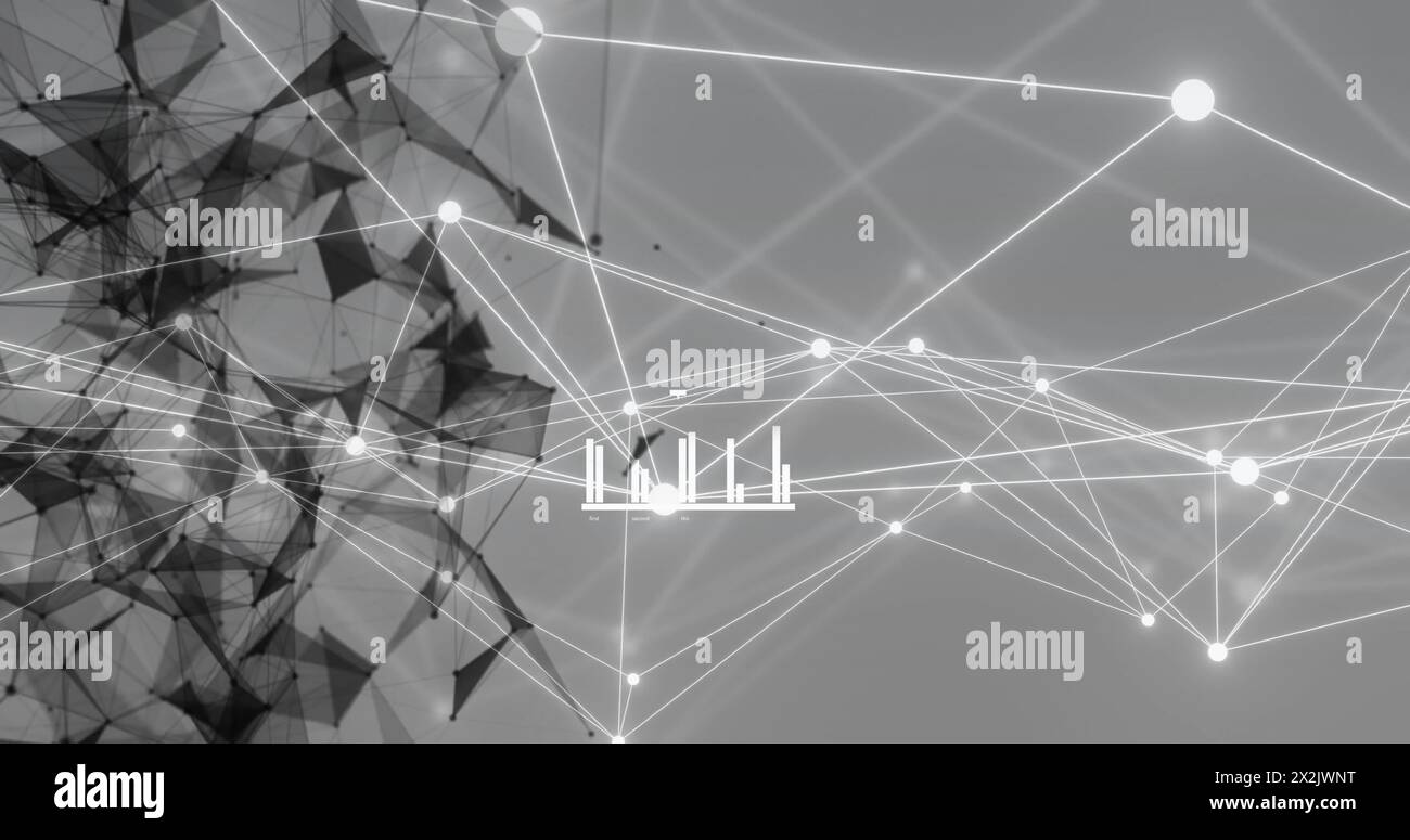 Image of network of connections over shapes and diagrams Stock Photo ...