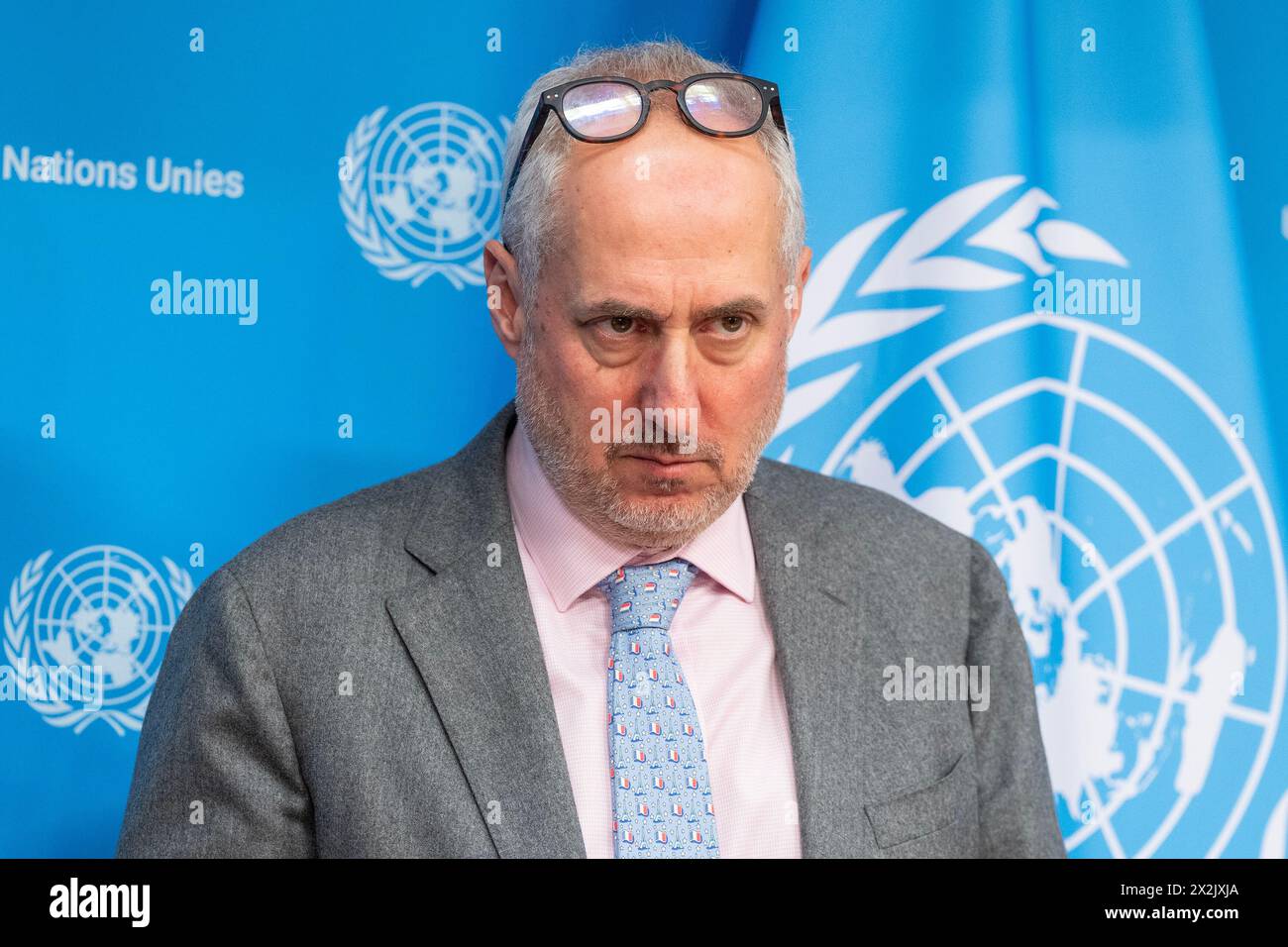 New York, USA. 22nd Apr, 2024. Spokesperson for the Secretary-General ...