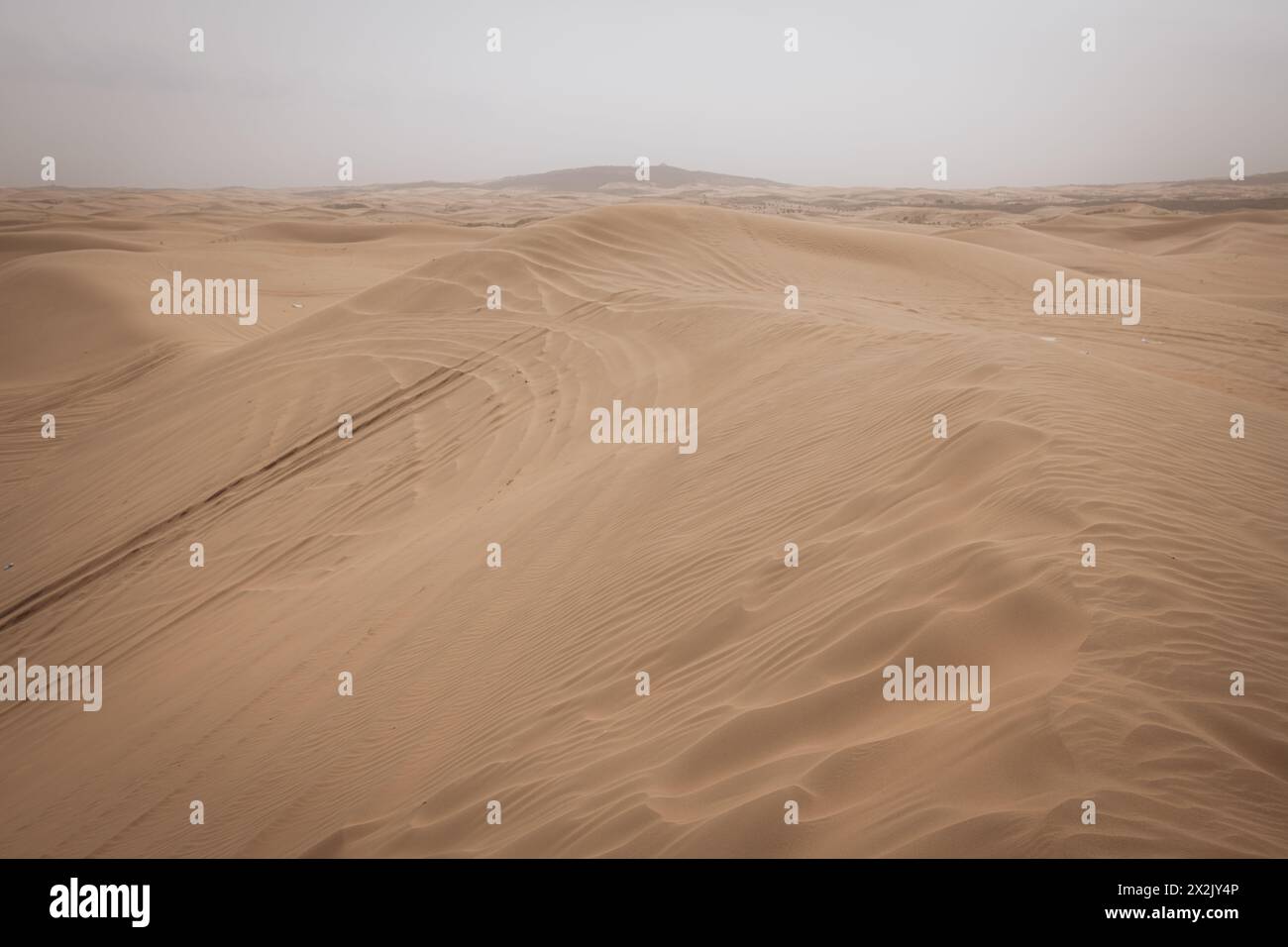 Vast landscape of the Gobi desert in Chinese Inner Mongolia. Sand dunes ...
