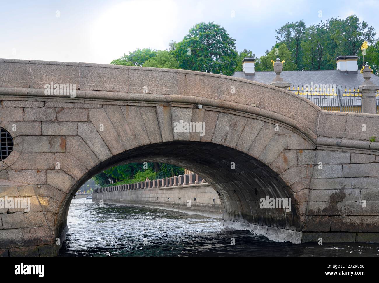 Granite bridge over the Fontanka River in St. Petersburg, Russia Stock Photo - Alamy
