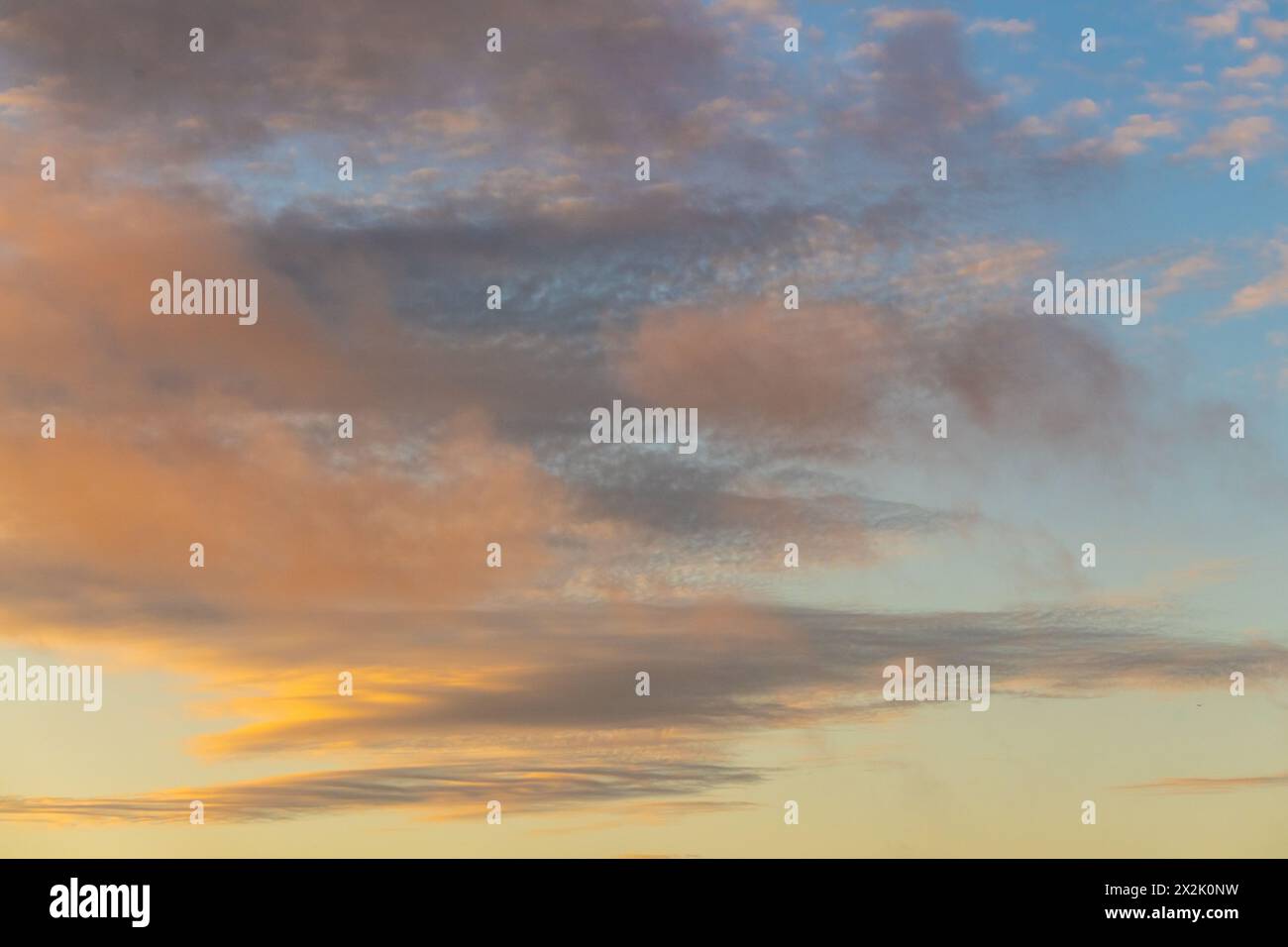 Stunning sunset sky with pink pastel clouds. Sky replacement, editing ...