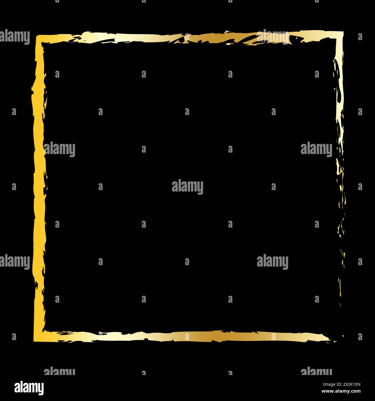 Distressed gold frame on black background. Grunge border element ...