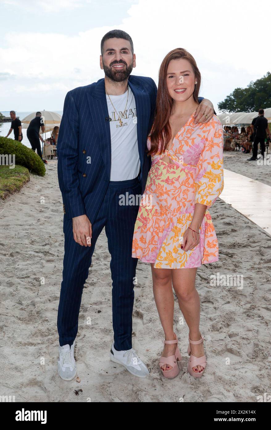 CORAL GABLES, FL-APRIL 22: Jomari Goyso and Vicky Ban are seen during ...