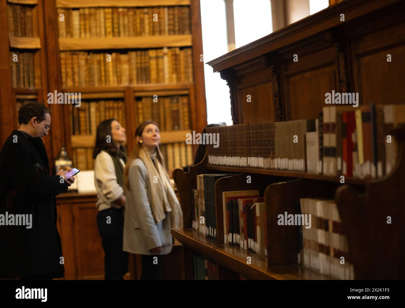 Rome, Italy. 22nd Apr, 2024. People visit the Biblioteca Angelica ...