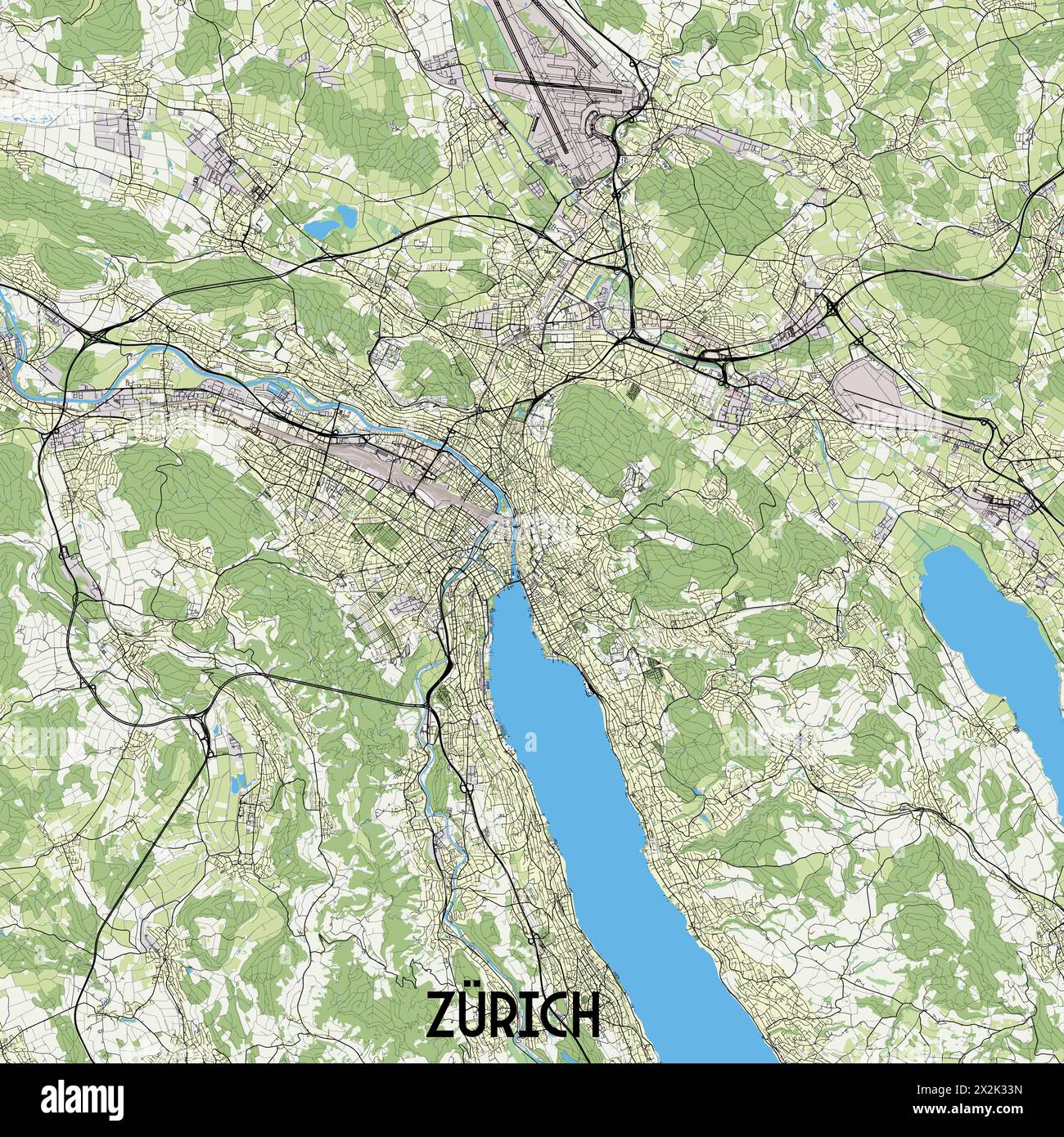Zurich street map hi-res stock photography and images - Alamy
