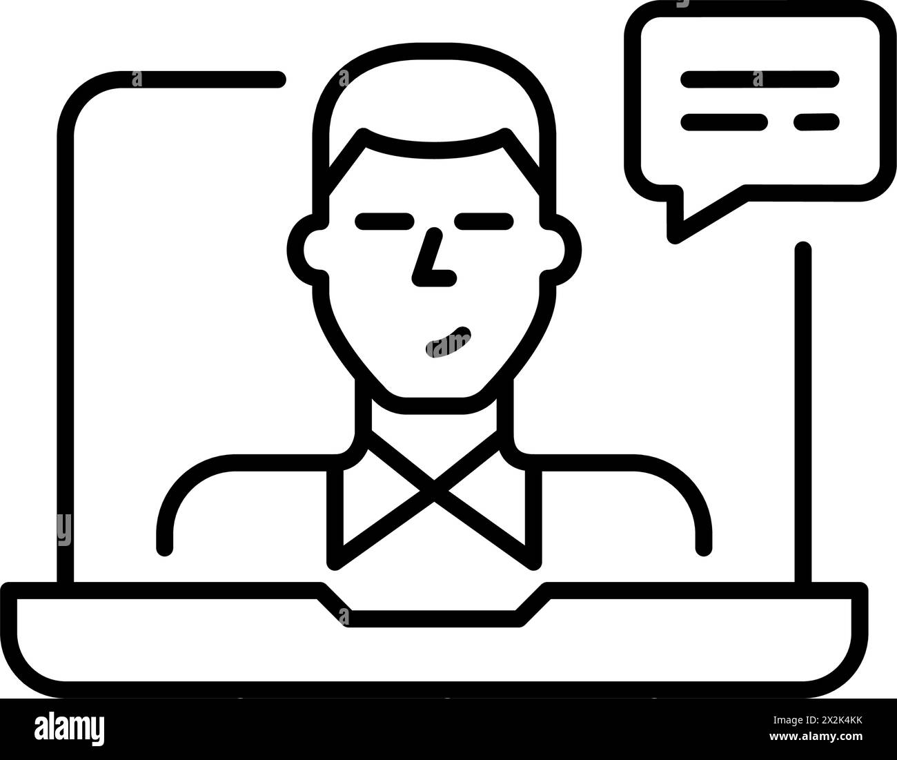 Man in video call on laptop interface. Real time communication for work ...