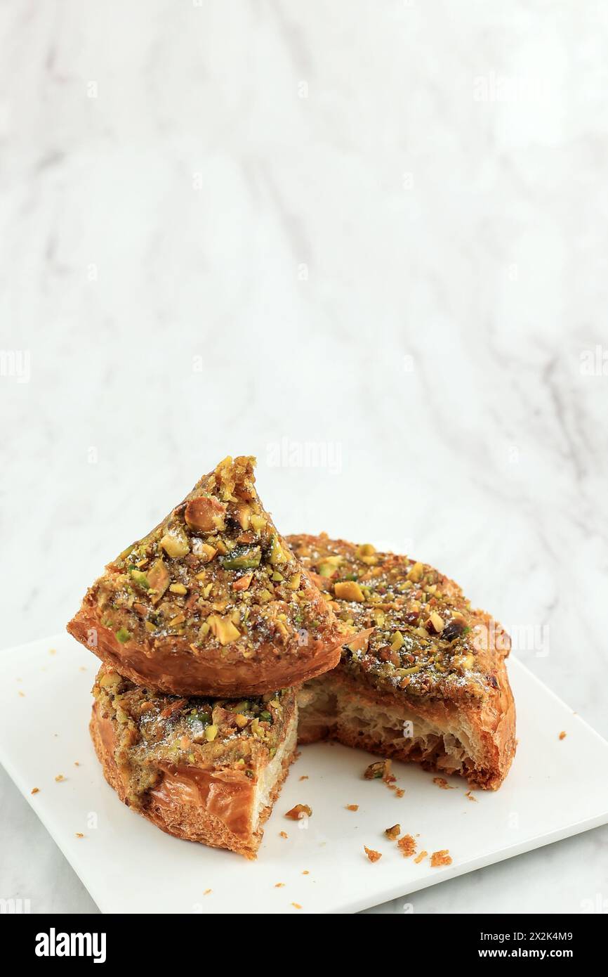 Kouign Amann Pastry, Sweet Breton Cake with Chopped Pistachio. Made ...