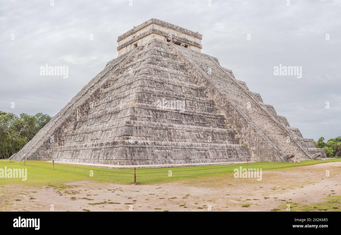 Old pyramid and temple of the castle of the Mayan architecture known as ...