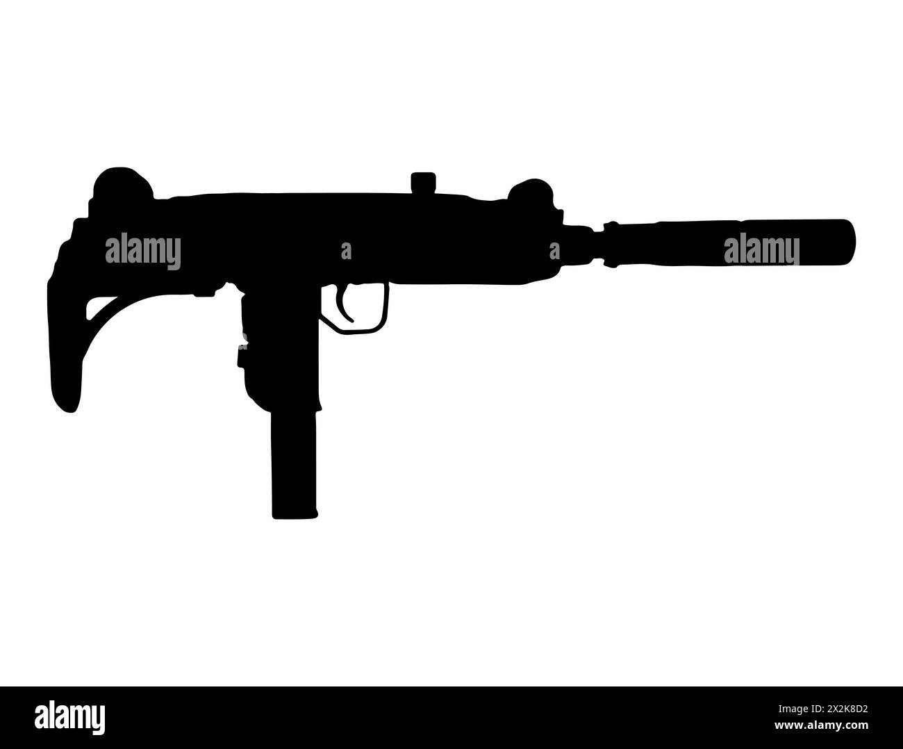Uzi submachine gun silhouette vector art Stock Vector Image & Art - Alamy