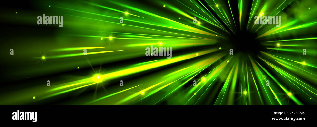 Green speed light effect burst from circle vector background. Abstract ...