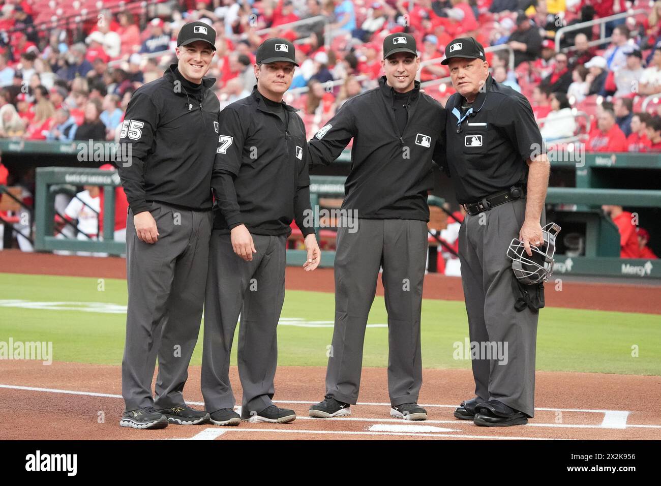 St. Louis, United States. 22nd Apr, 2024. Major League umpire crew (L ...