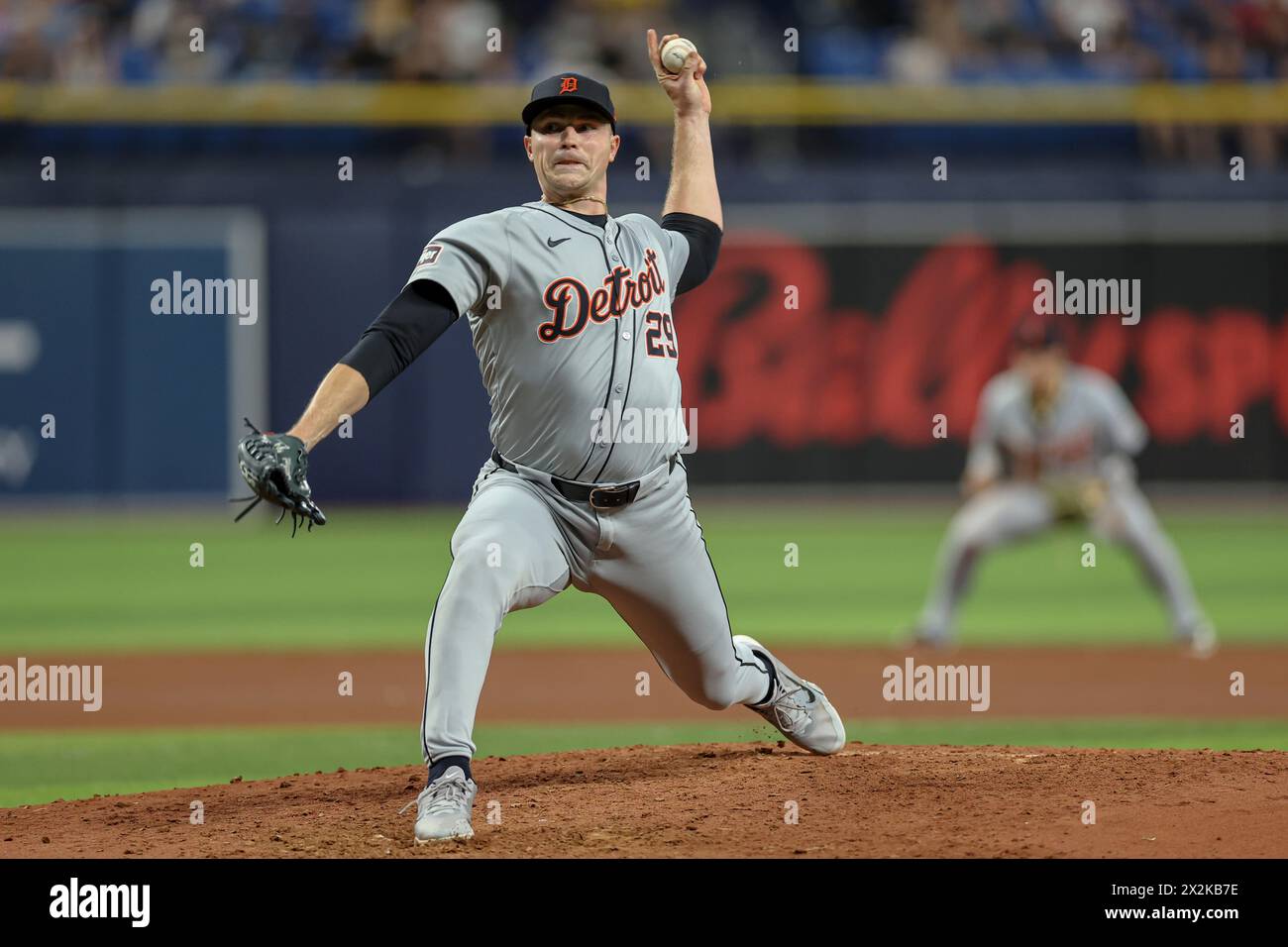 St. Petersburg, FL: Detroit Tigers pitcher Tarik Skubal (29) delivers a ...