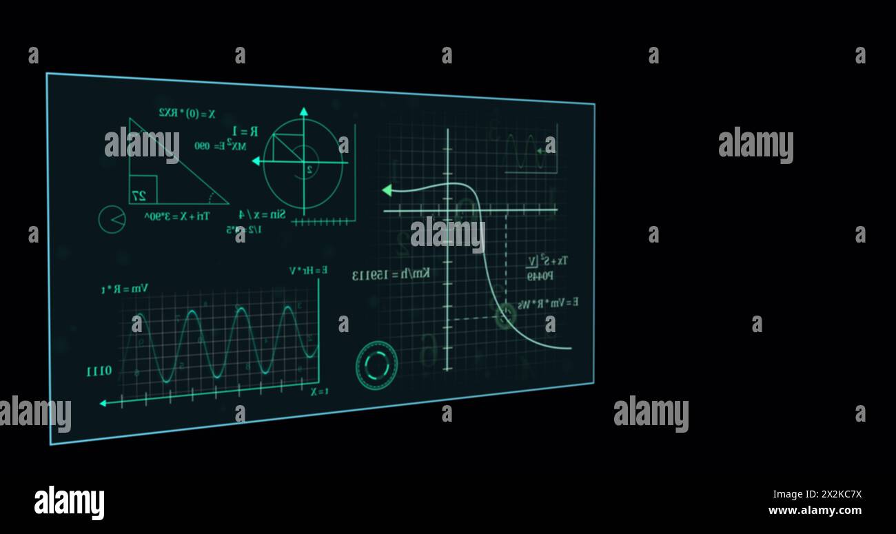 Image of mathematical equations over black background Stock Photo - Alamy
