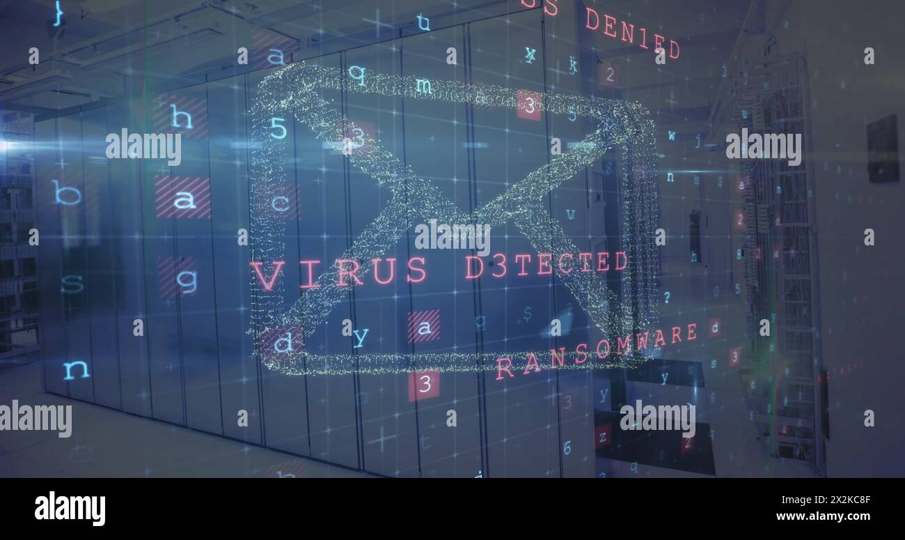 Image of cyber security text and data processing over computer servers Stock Photo - Alamy