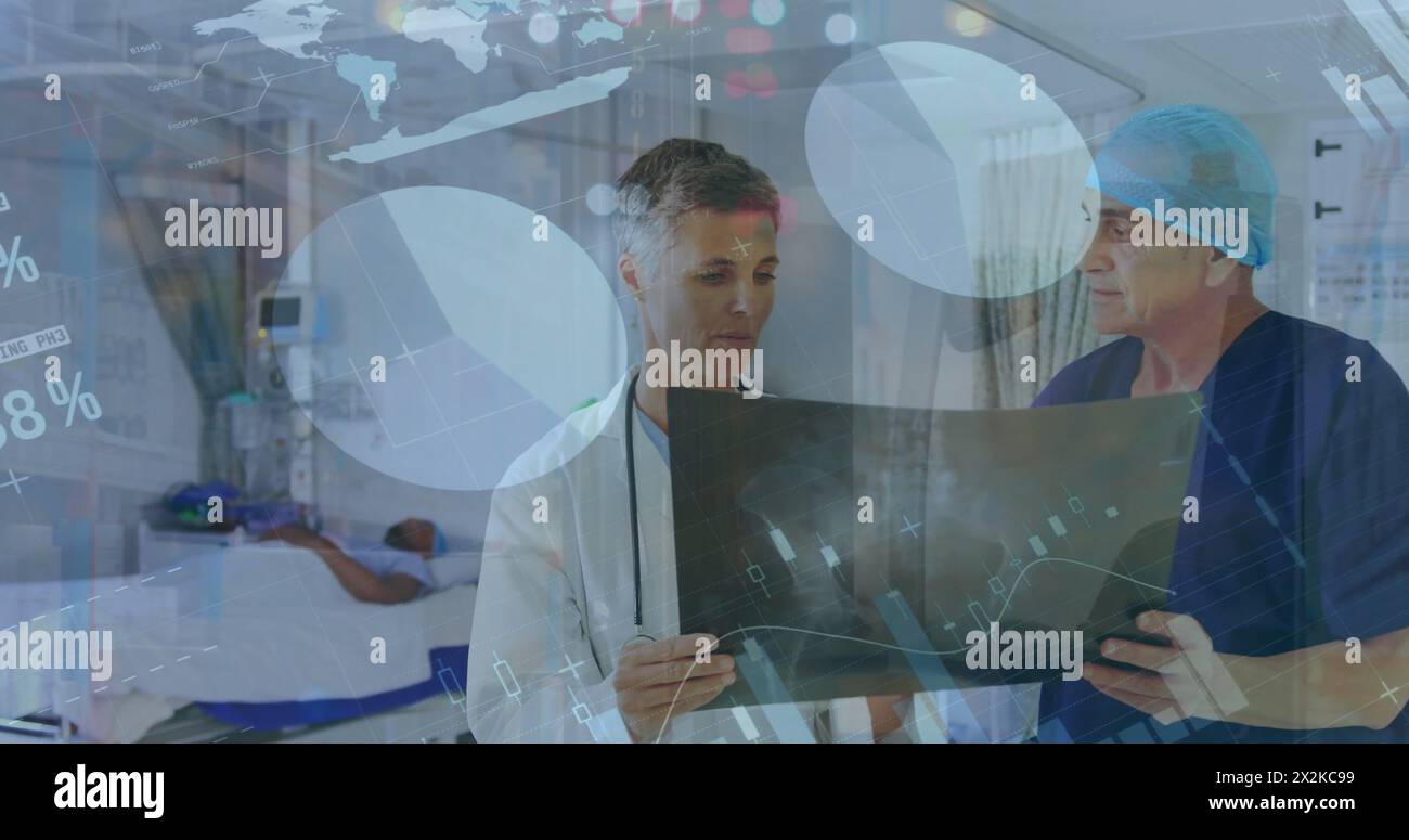Image of data processing over diverse doctors Stock Photo - Alamy