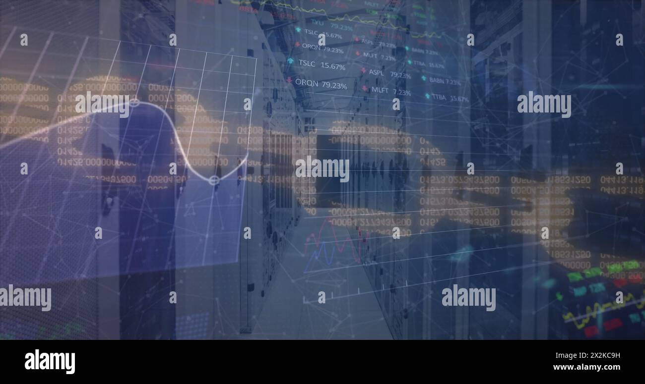 Image of block chain data processing over computer servers Stock Photo ...