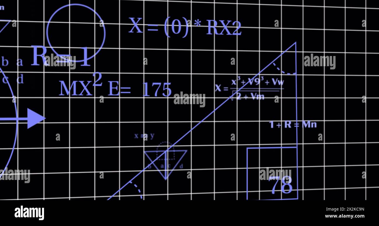 Image of mathematical equations over black background Stock Photo - Alamy