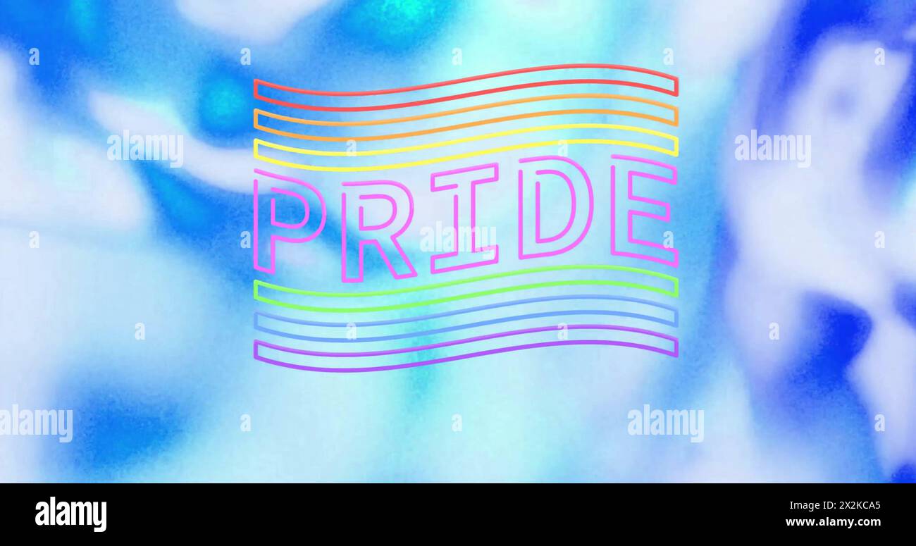 Image of pride text over blue fluid background Stock Photo - Alamy