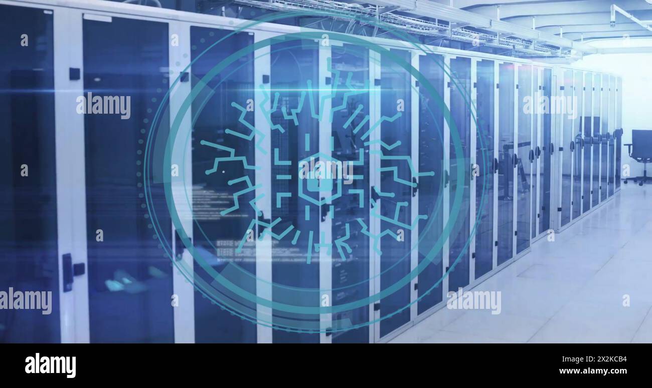Image of cyber security data processing over computer servers Stock Photo - Alamy