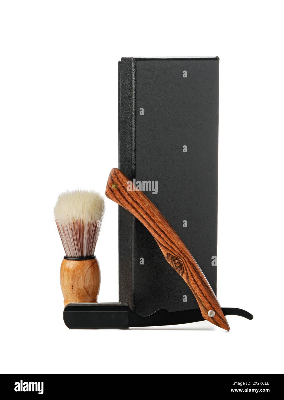 Vintage shaving razor and tools isolated on white Stock Photo - Alamy