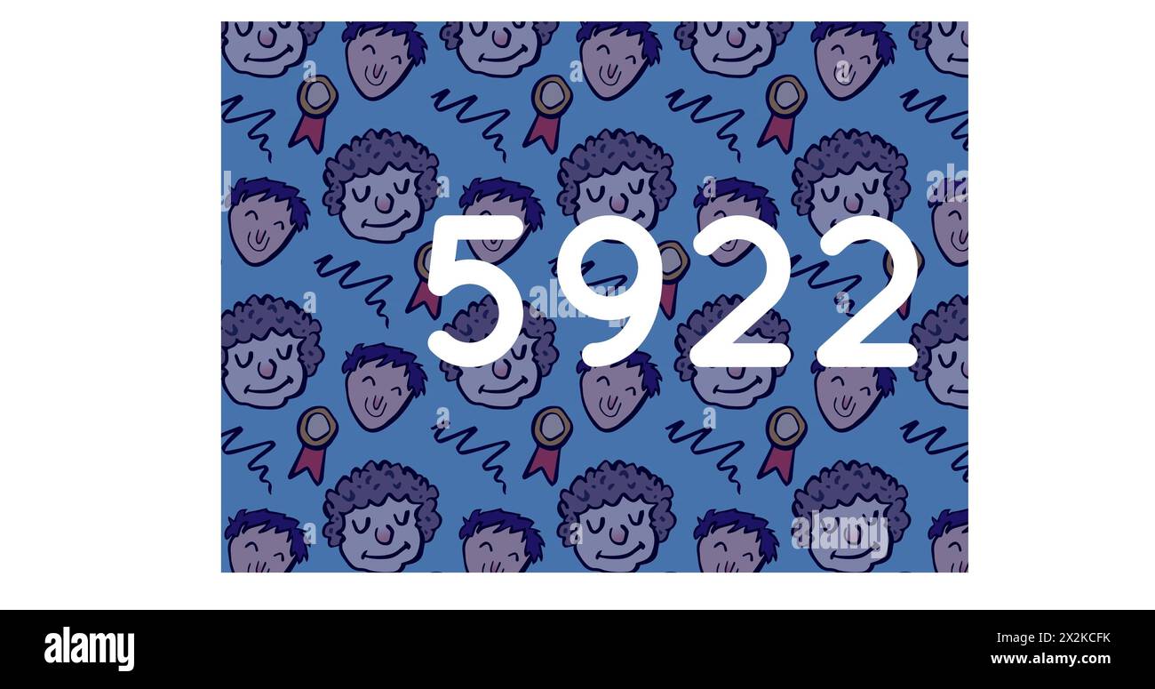 Image of numbers and people icons over blue background Stock Photo - Alamy