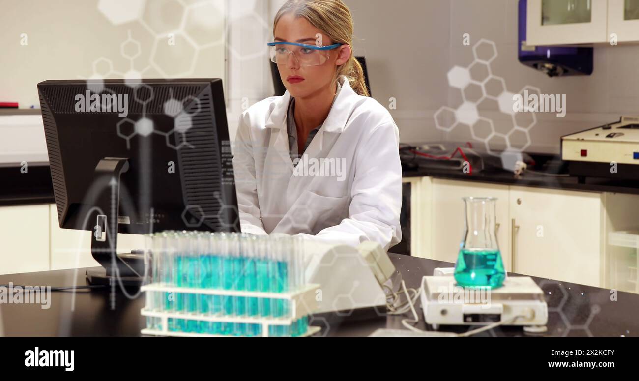 Chemist doctor using animation computer hi-res stock photography and ...