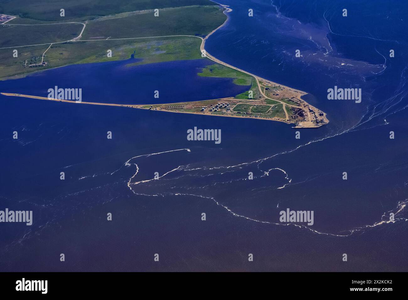 The Pacific Ocean in the north in the Bering Sea. Blue waters of the ...