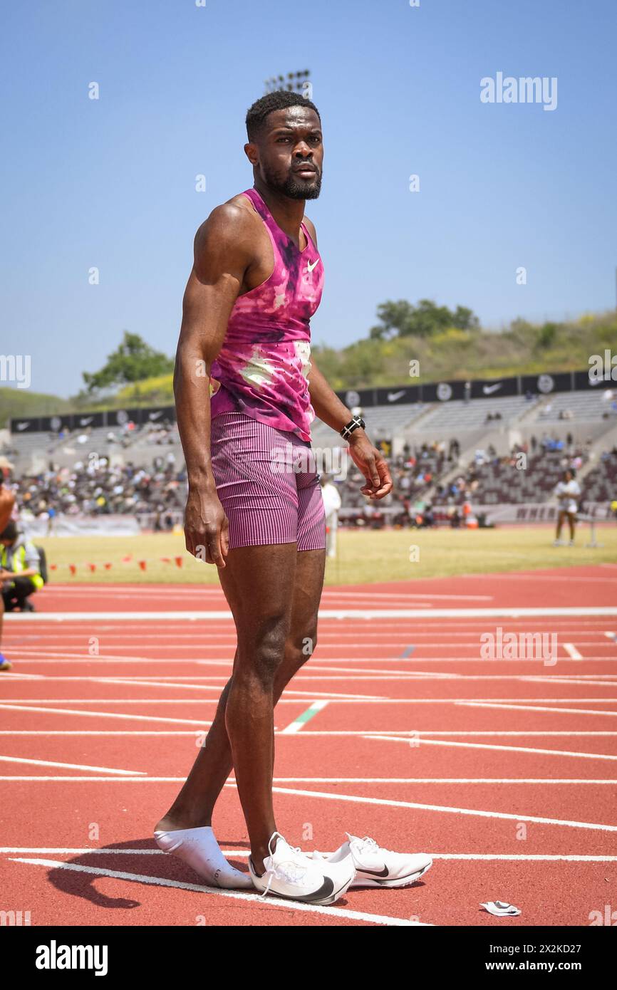 Rai Benjamin of Nike wins the men’s 400m during the 64th Mt San Antonio ...
