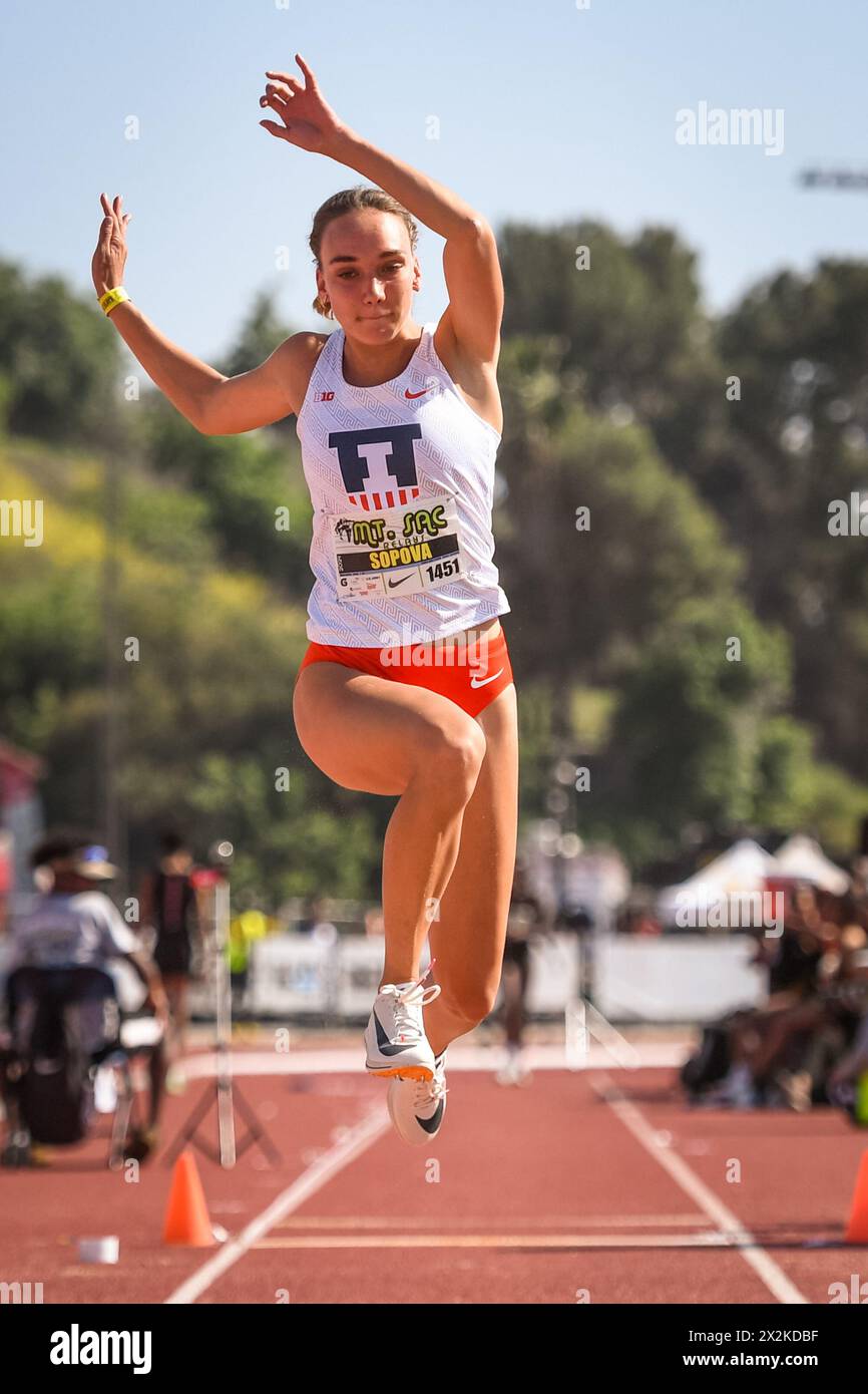 Darja Sopova of Illinois jumps in the women’s triple jump during the ...