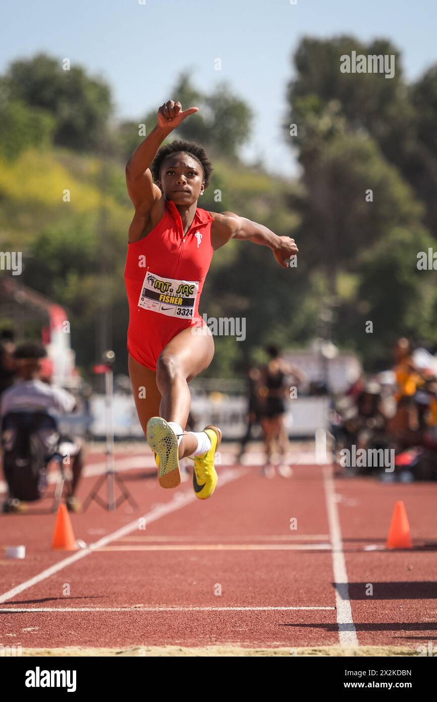 Arianna Fisher jumps in the women’s triple jump during the 64th Mt San ...