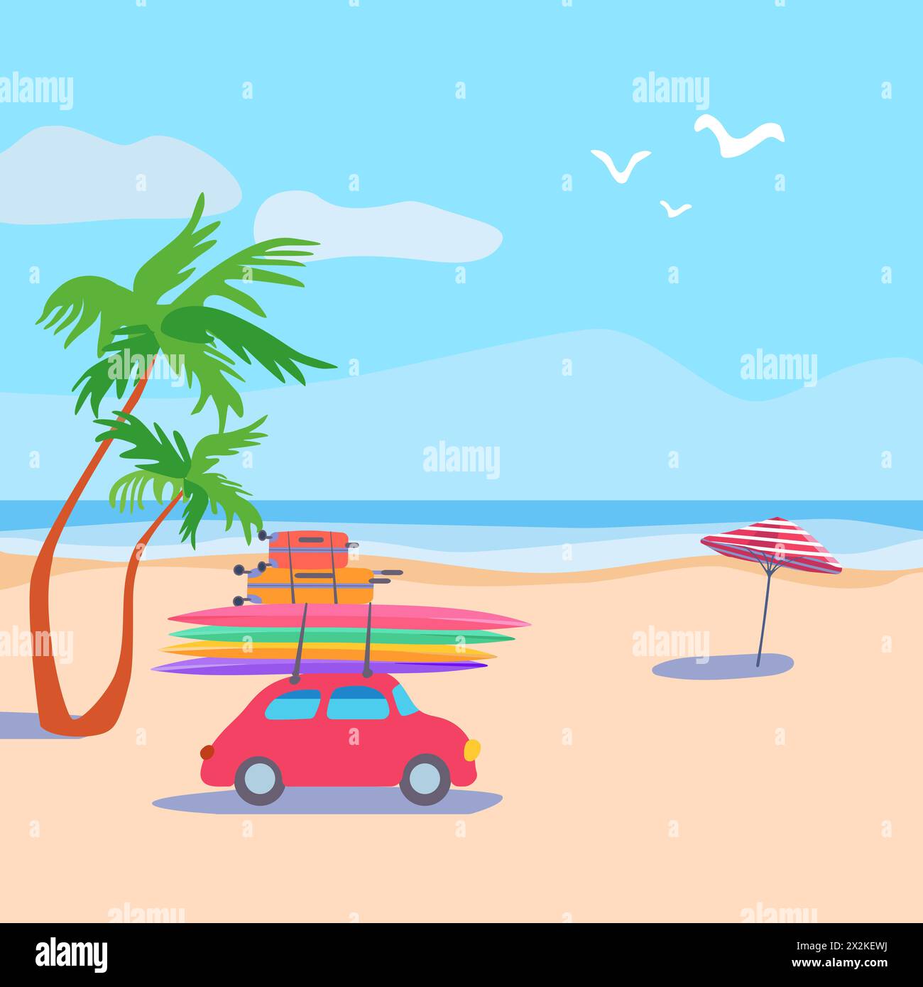 Seagulls beach shore Stock Vector Images - Alamy